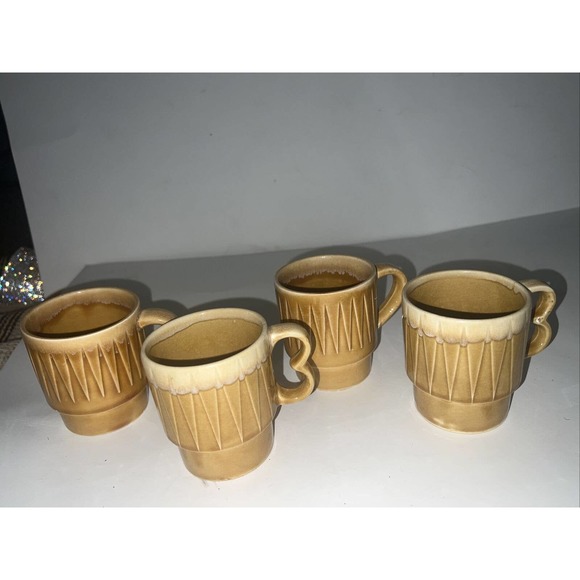 Unbranded | Dining | 4 Vintage Japan Brown Drip Glaze Coffee Mugs Cup ...